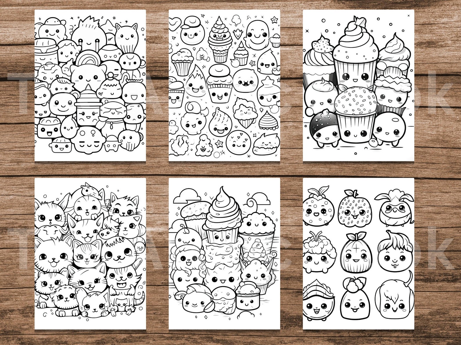 Kawaii Doodles Coloring Book, Printable Cute Adorable Kawaii Characters ...