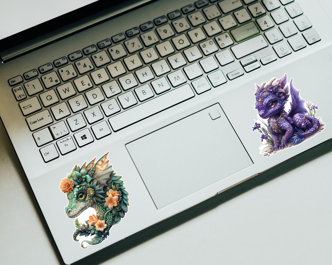 Birth Month Baby Dragon Stickers, Cute Floral Dragons (PNG SVG Bundle ...