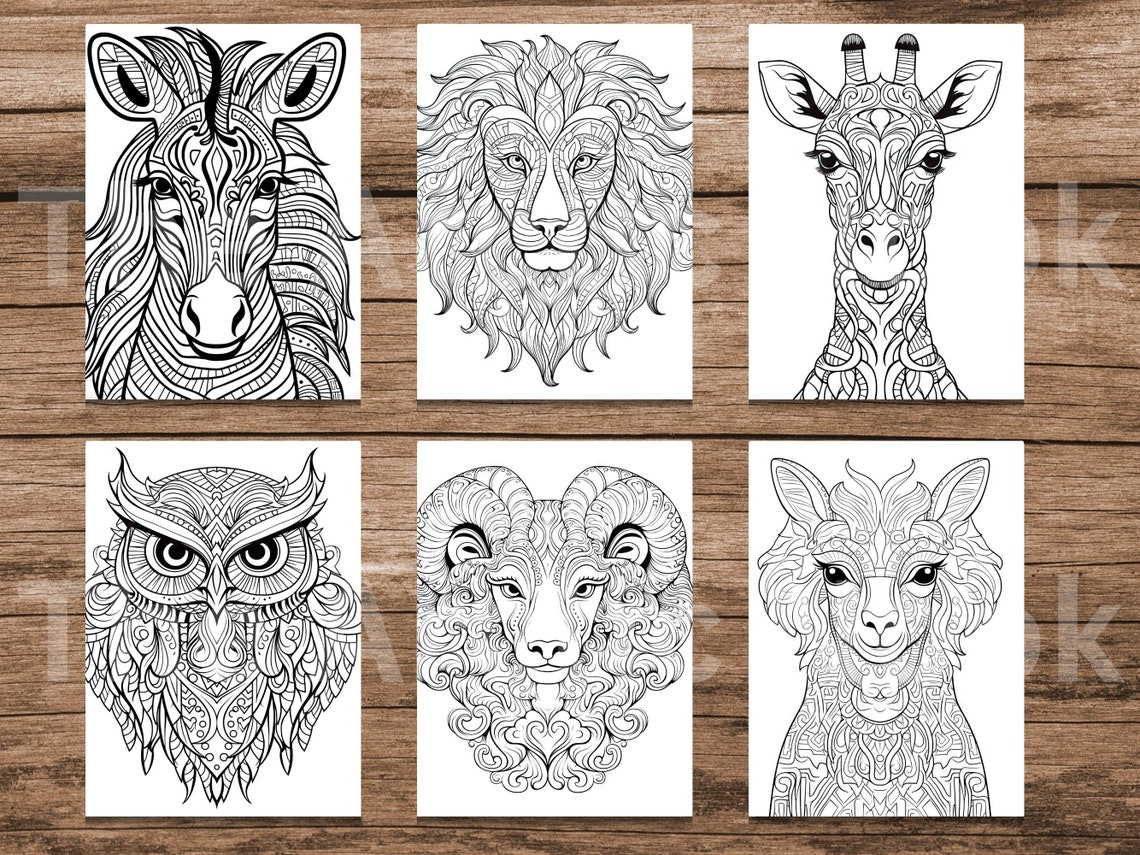 Zentangle & Mandala Animals Coloring Book, Printable Mandala Animal ...