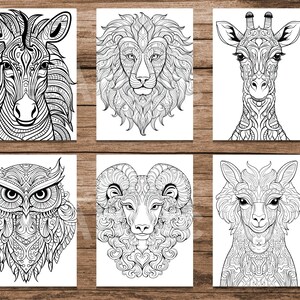 Zentangle & Mandala Animals Coloring Book, Printable Mandala Animal ...