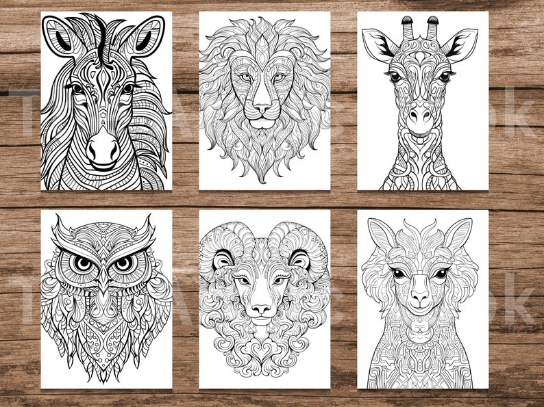 Zentangle Mandala Animals Coloring Book, 25 Pages (digital Download) - Etsy