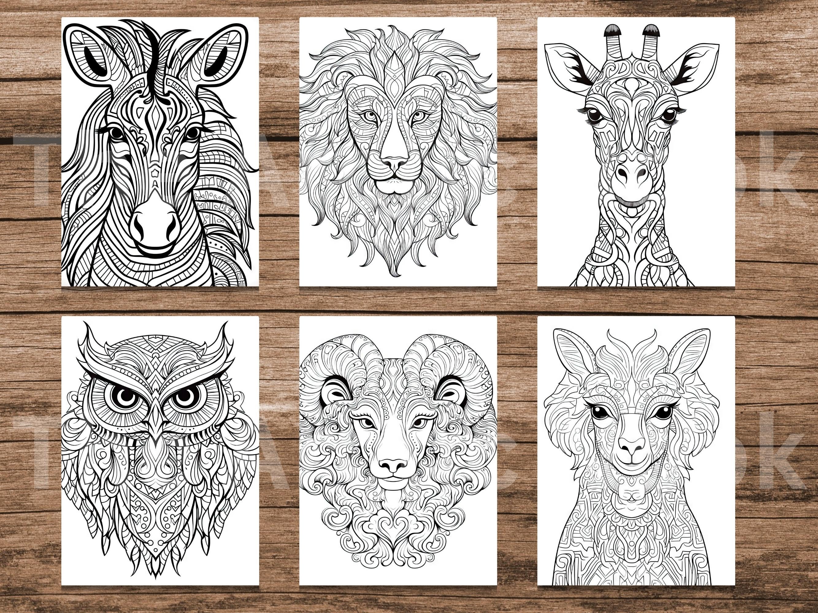 Zentangle & Mandala Animals Coloring Book, Printable Mandala Animal ...