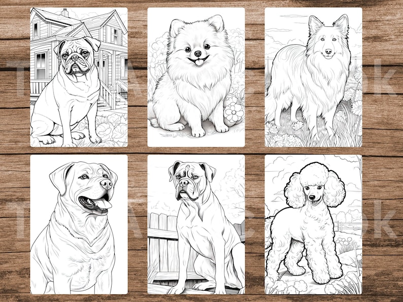 Beautiful Dogs Coloring Book, Greyscale Dog Breeds (PDF) - Etsy