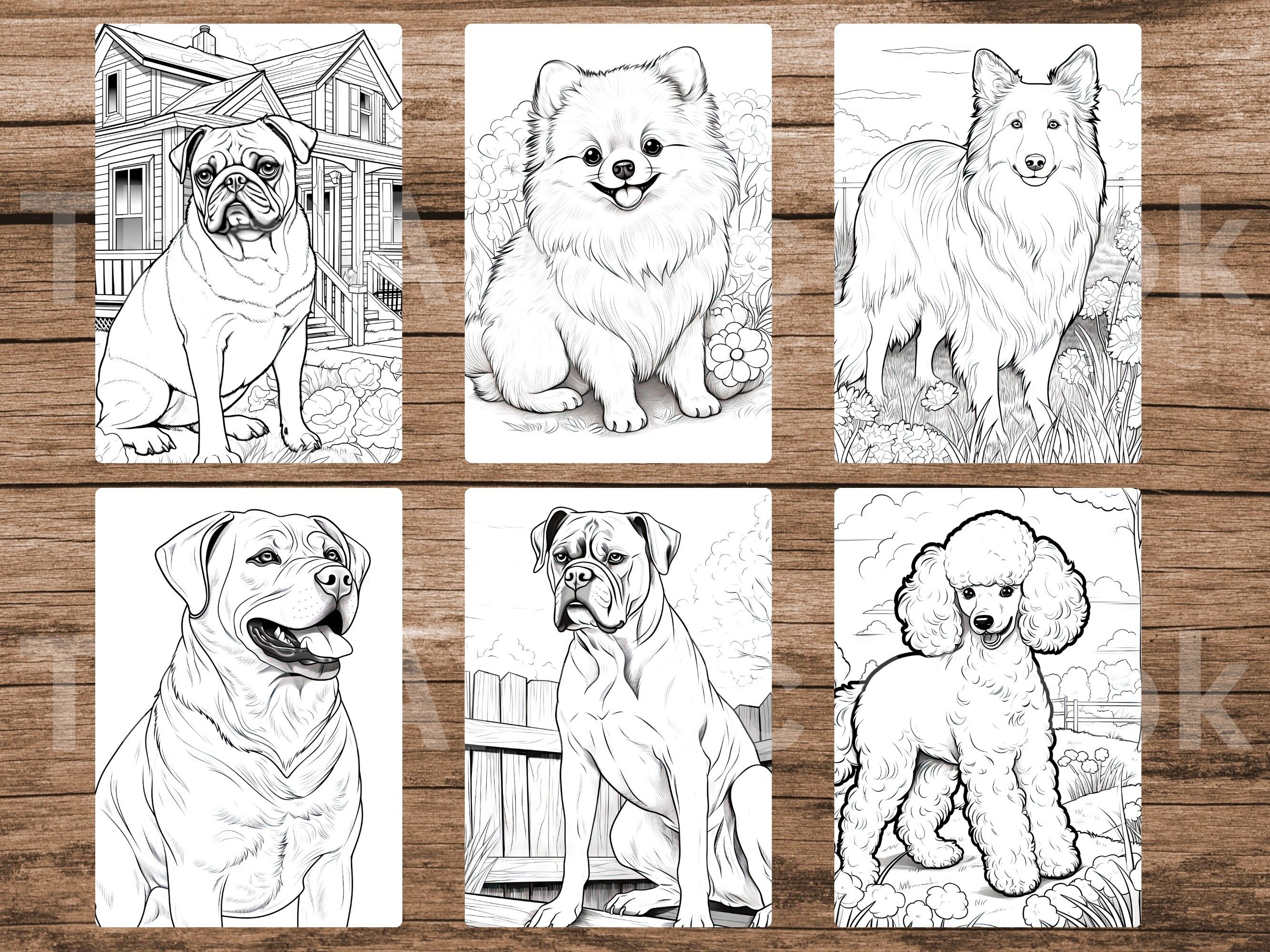 Beautiful Dogs Coloring Book, Printable Cute Cuddly Best Friend Dogs ...