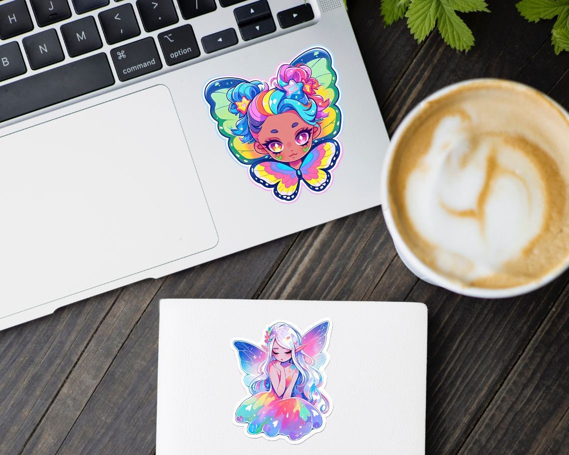 Cute Fairy PNG SVG Bundle, Adorable Fairy Printable Stickers, Fantasy ...