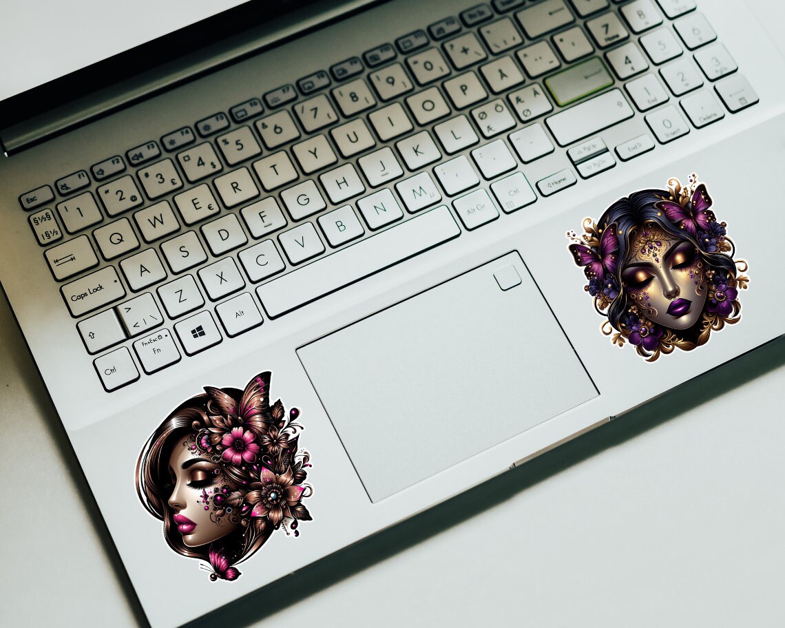Bronze Butterfly Lady Stickers, Floral Portrait PNG SVG Bundle (digital ...