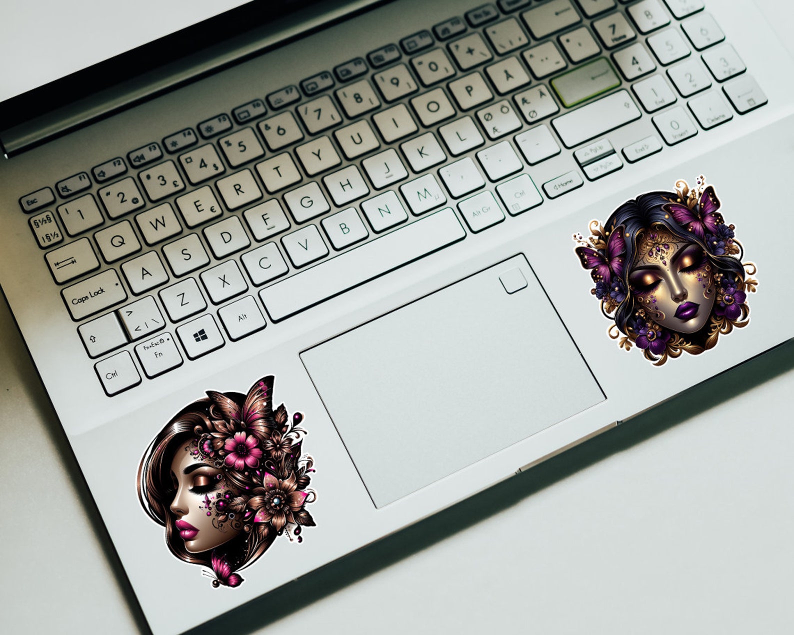 Bronze Butterfly Lady Stickers, Floral Portrait PNG SVG Bundle (digital ...