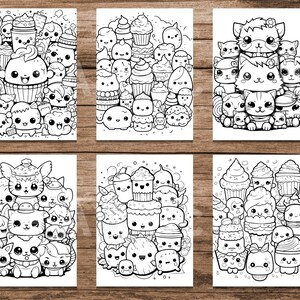 Kawaii Doodles Coloring Book, Printable Cute Adorable Kawaii Characters ...