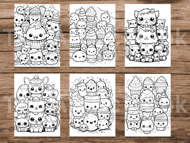Kawaii Doodles Coloring Book, Printable Cute Adorable Kawaii Characters ...