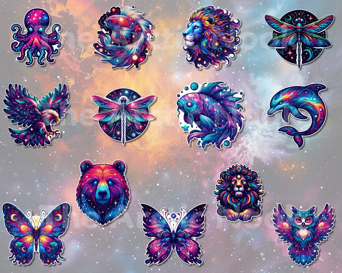 Galaxy Animals PNG SVG Bundle, Printable Beautiful Galaxy Inspired ...