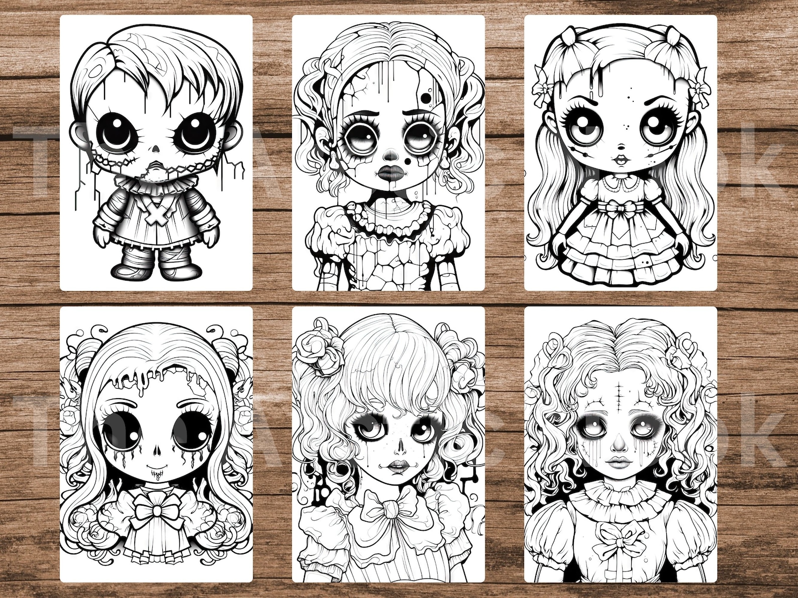 Creepy Dolls Coloring Book, Printable Bone Chilling Scary Creepy Dolls ...