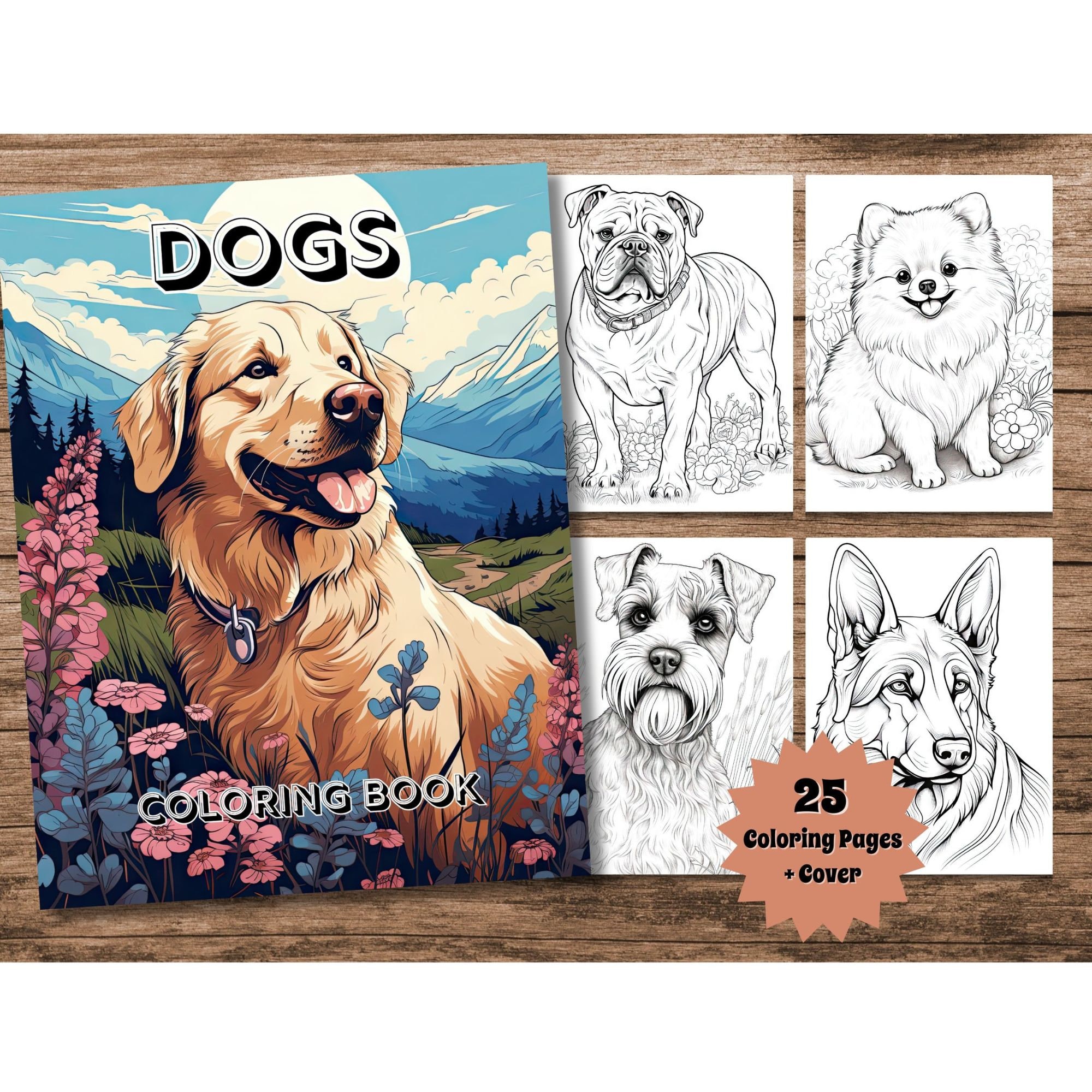 Beautiful Dogs Coloring Book, Printable Cute Cuddly Best Friend Dogs ...