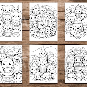 Kawaii Doodles Coloring Book, Printable Cute Adorable Kawaii Characters ...