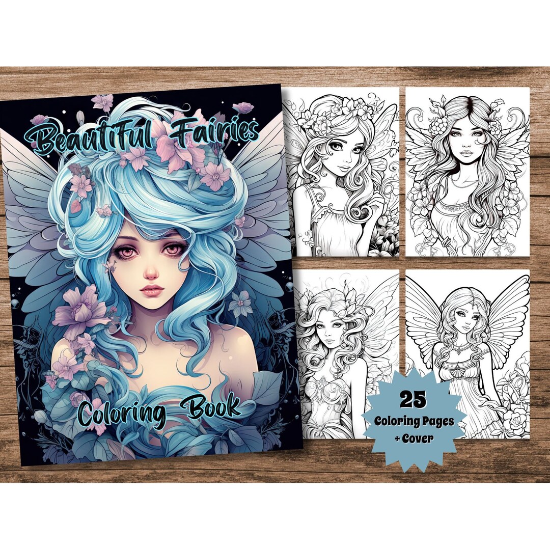 Beautiful Fairies Coloring Book, Printable Fantasy Beautiful Fairies ...