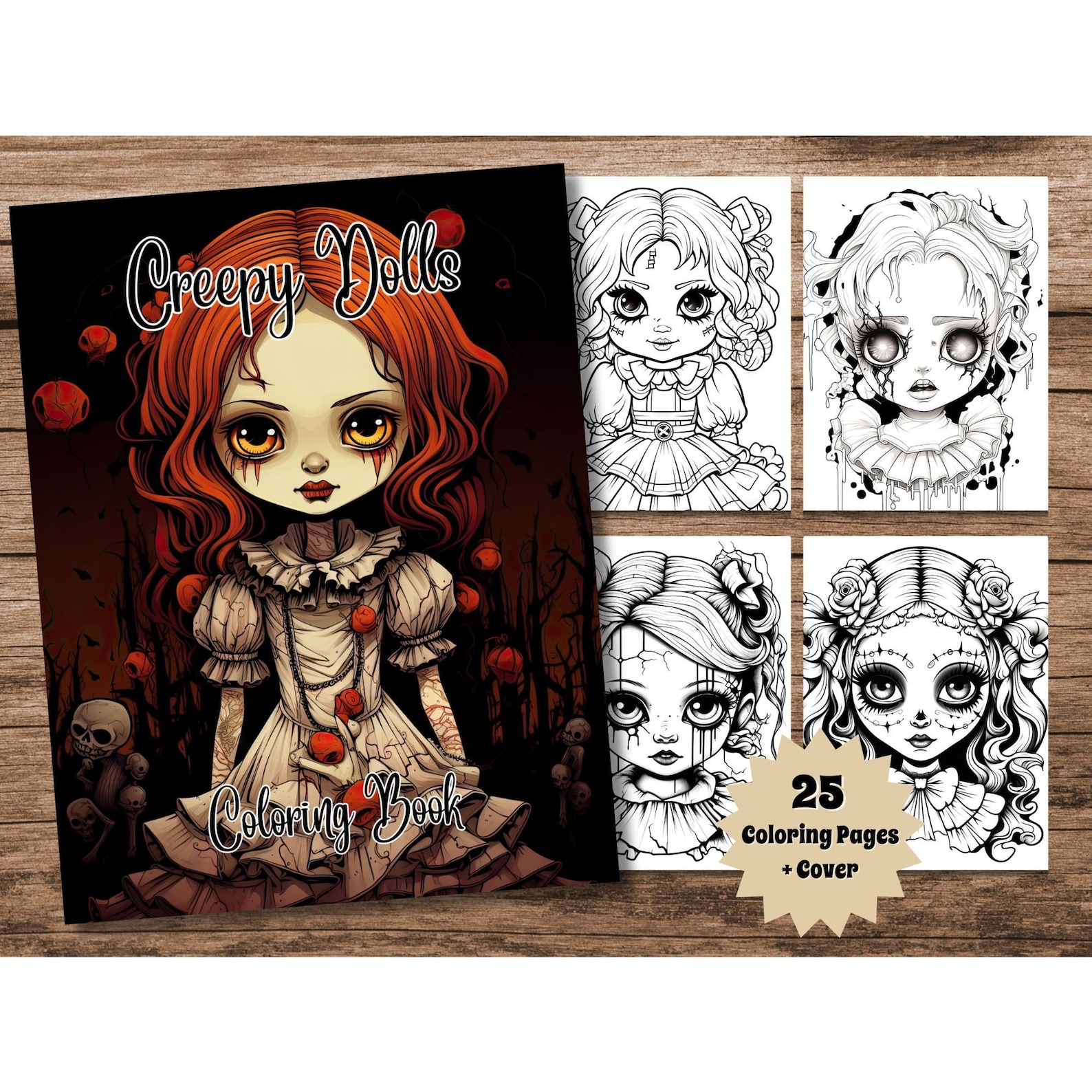 Creepy Dolls Coloring Book, Printable Bone Chilling Scary Creepy Dolls ...