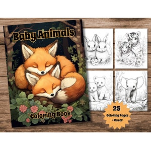 Baby Animals Coloring Book, Printable Cute Adorable Baby Animals ...