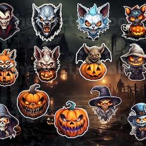 Spooky Halloween Stickers, Printable Scary Designs (digital Download ...