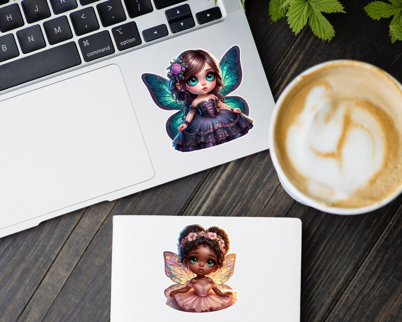 Cute Chibi Fairy Stickers, Fantasy Art, SVG PNG Bundle (digital ...