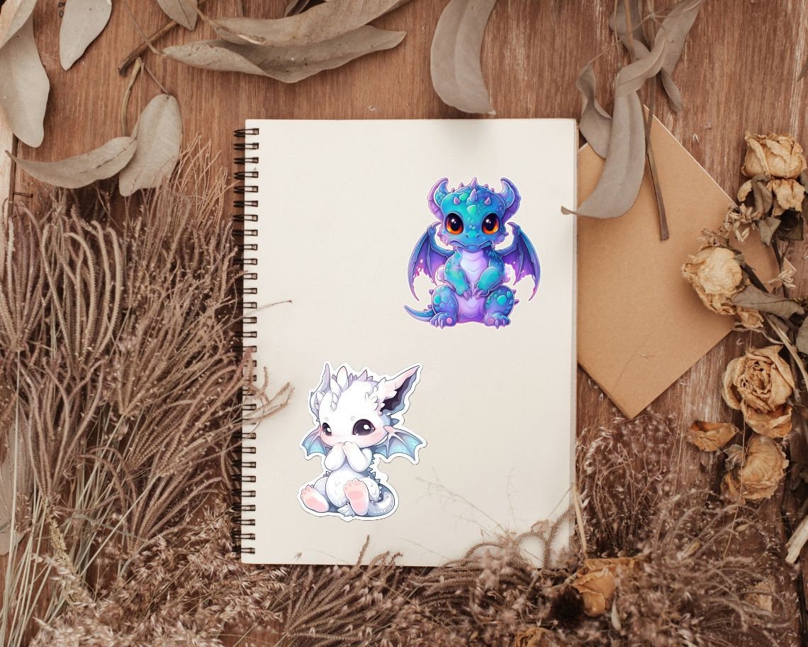 Baby Dragons PNG SVG Bundle, Printable Cute Baby Dragon Stickers ...
