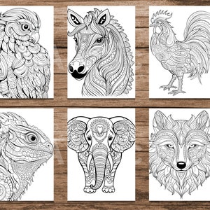 Zentangle & Mandala Animals Coloring Book, Printable Mandala Animal ...