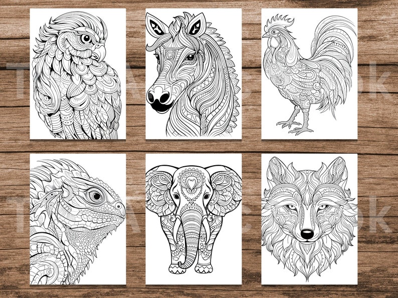 Zentangle Mandala Animals Coloring Book, 25 Pages (digital Download) - Etsy