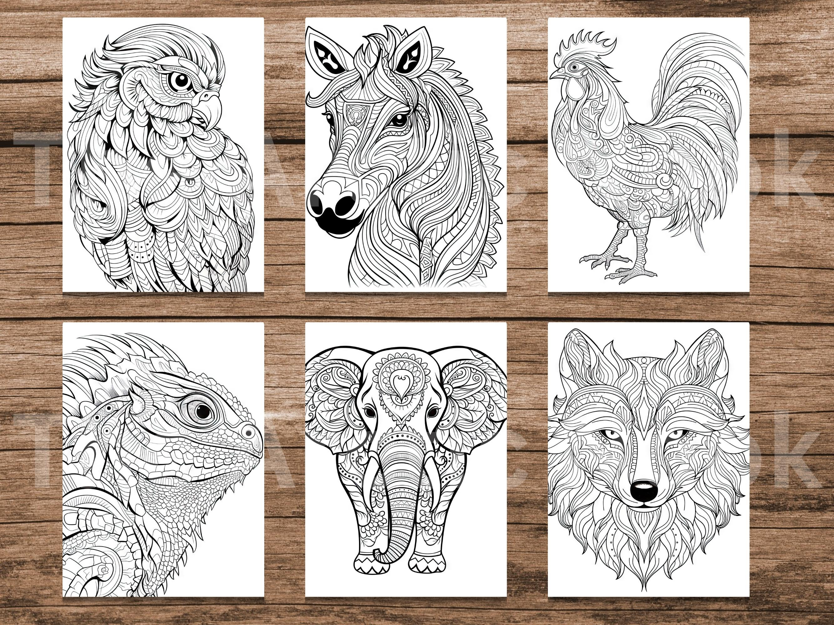 Zentangle & Mandala Animals Coloring Book, Printable Mandala Animal ...