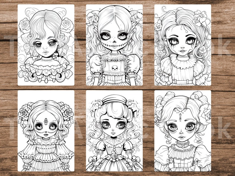Creepy Dolls Coloring Book, Printable Bone Chilling Scary Creepy Dolls ...