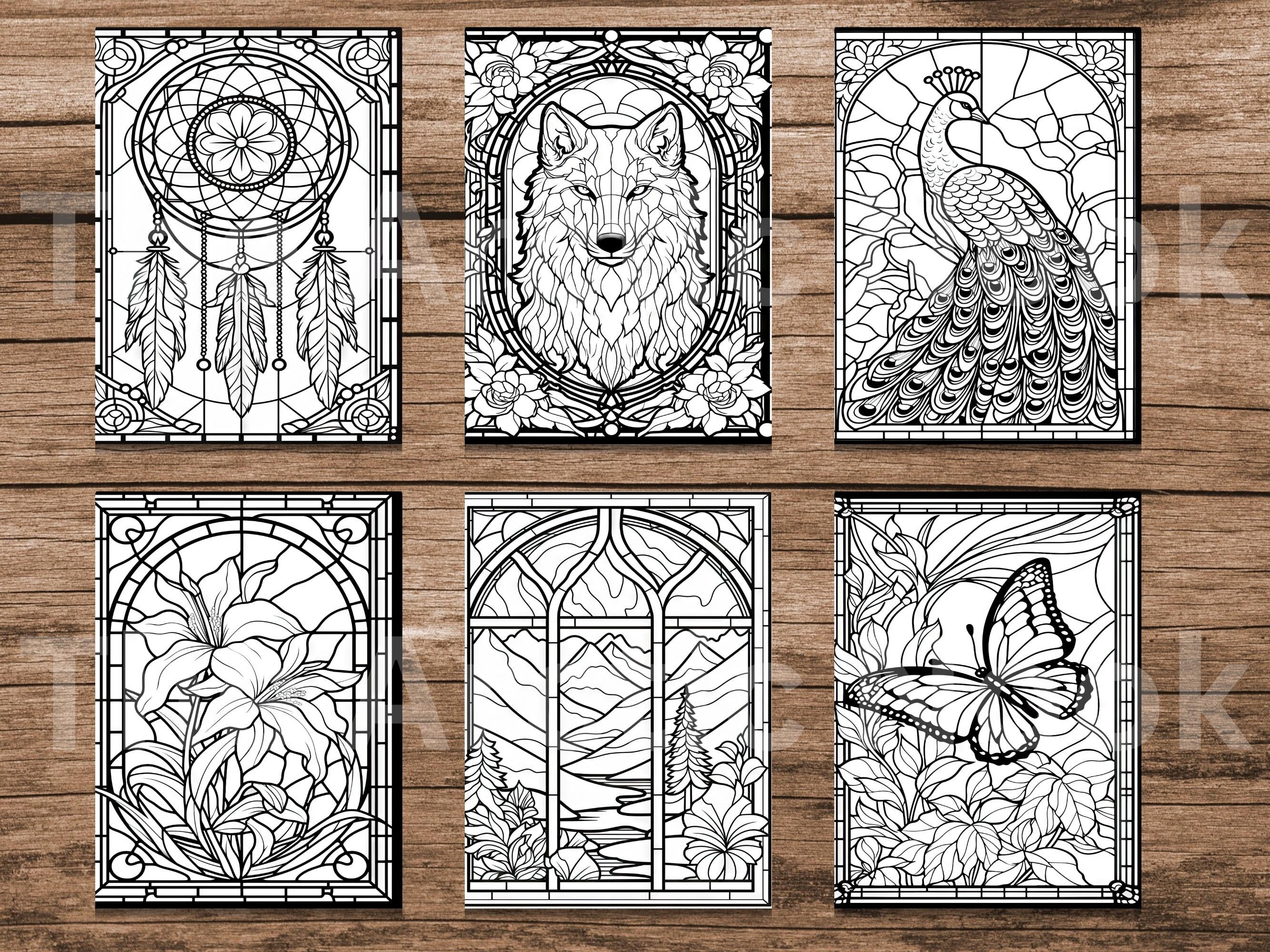 Stained Glass Coloring Book, 25 Printable Pages (digital Download) - Etsy