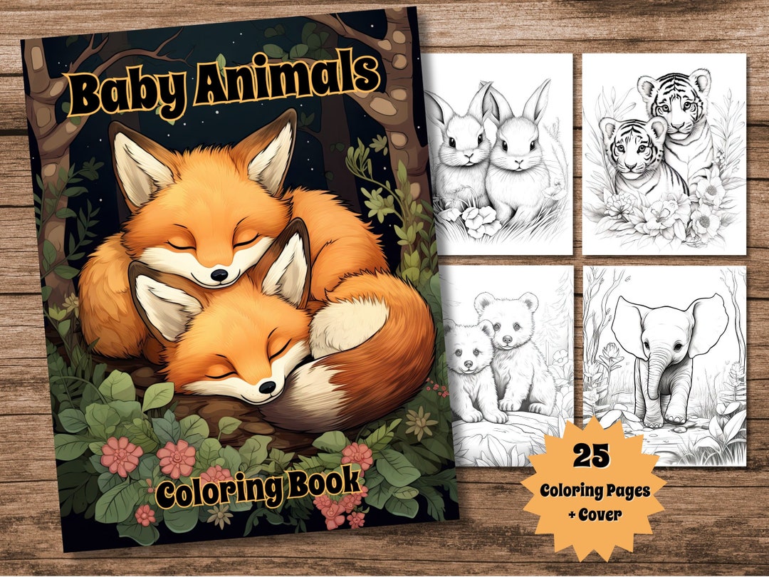 Baby Animals Coloring Book Printable Cute Adorable Baby - Etsy