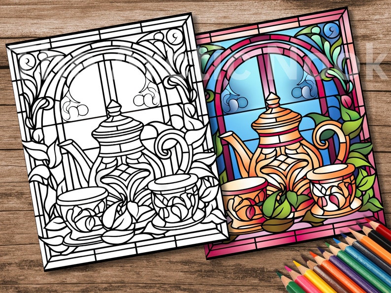 Whimsical Tea Sets Coloring Book, Printable Pretty Whimsical Tea Set ...