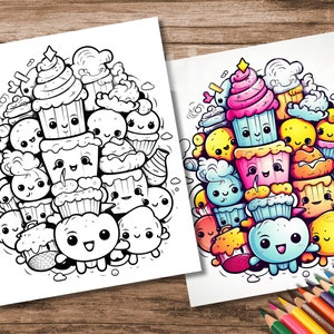 Kawaii Doodles Coloring Book, Printable Cute Adorable Kawaii Characters ...