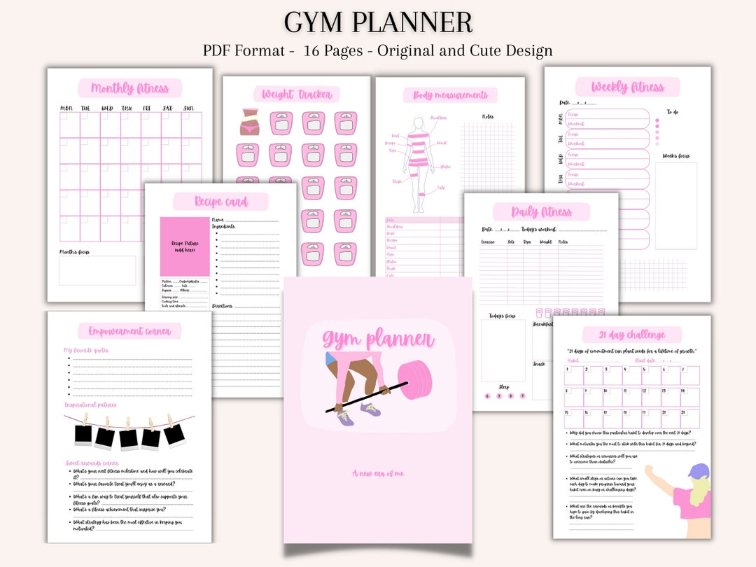 Gym Planner Workout Calendar Weekly Workout Diet Log Habit - Etsy