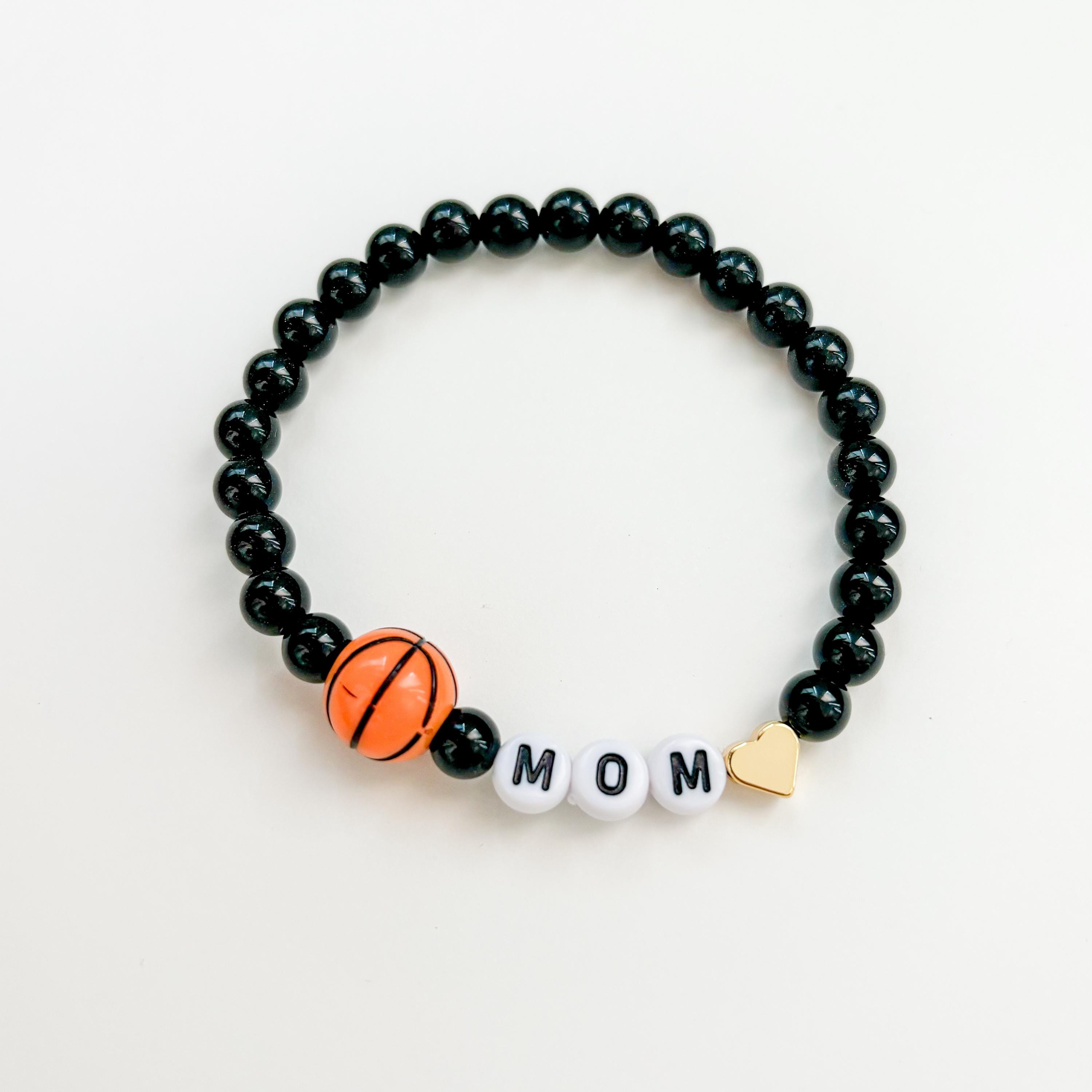 Name Bracelet With Basketball Ball, Basketball Mom Bracelet, Sports ...