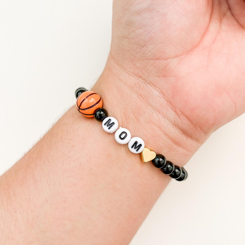 Name Bracelet With Basketball Ball, Basketball Mom Bracelet, Sports ...