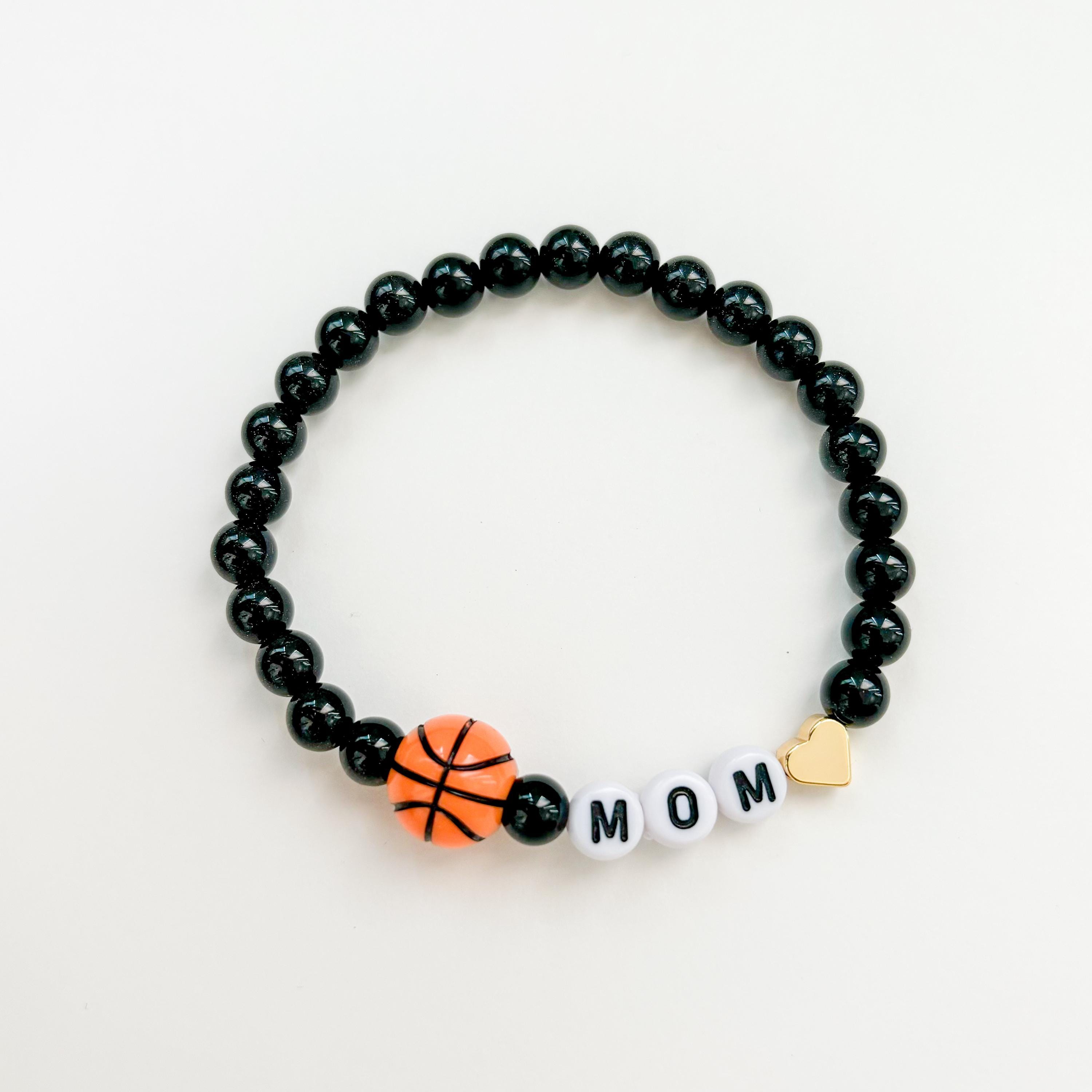 Name Bracelet With Basketball Ball, Basketball Mom Bracelet, Sports ...