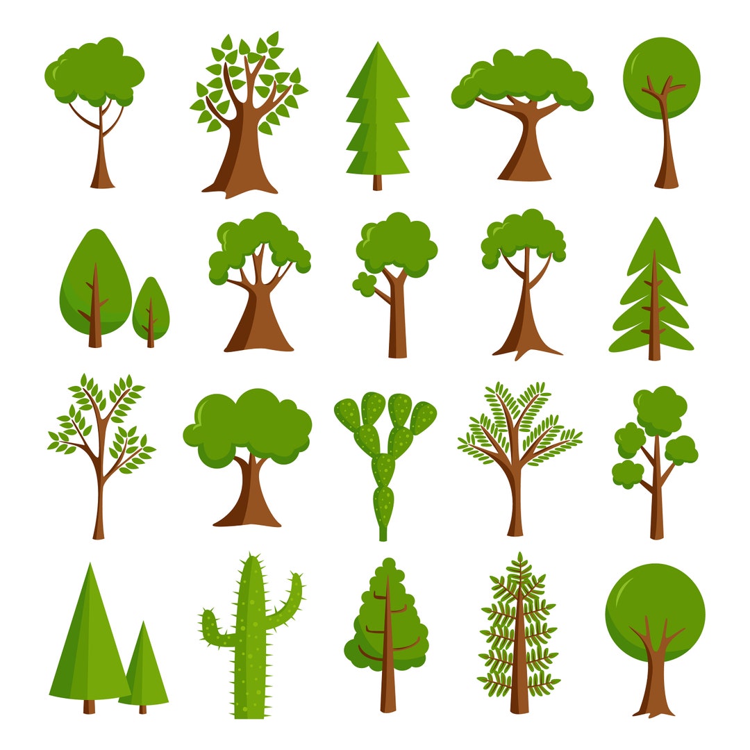 Tree Clipart Set Green Park Forest Image Printable - Etsy Canada