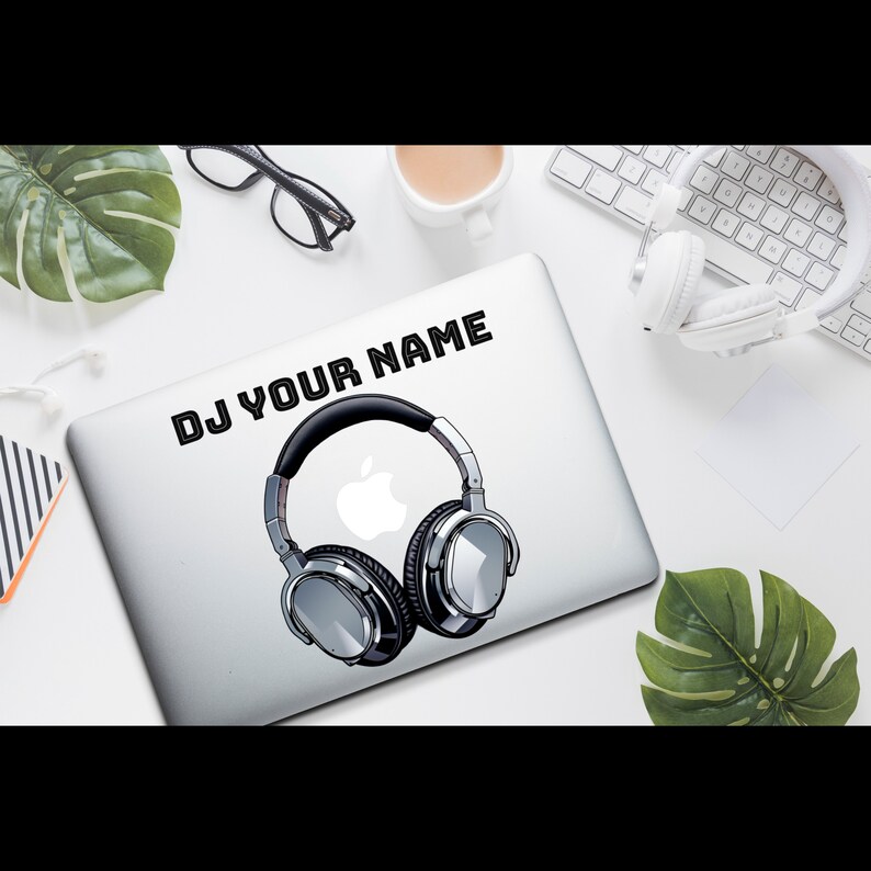 Customized Laptop DJ Sticker/ Decal Personalize Headphone Sticker ...
