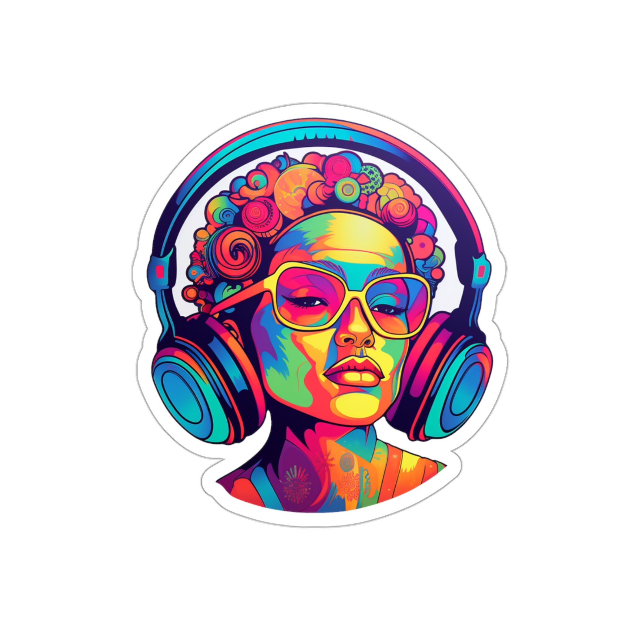 DJ Sticker Vintage Vinyl and Headphone Design Perfect Gift for Djs ...