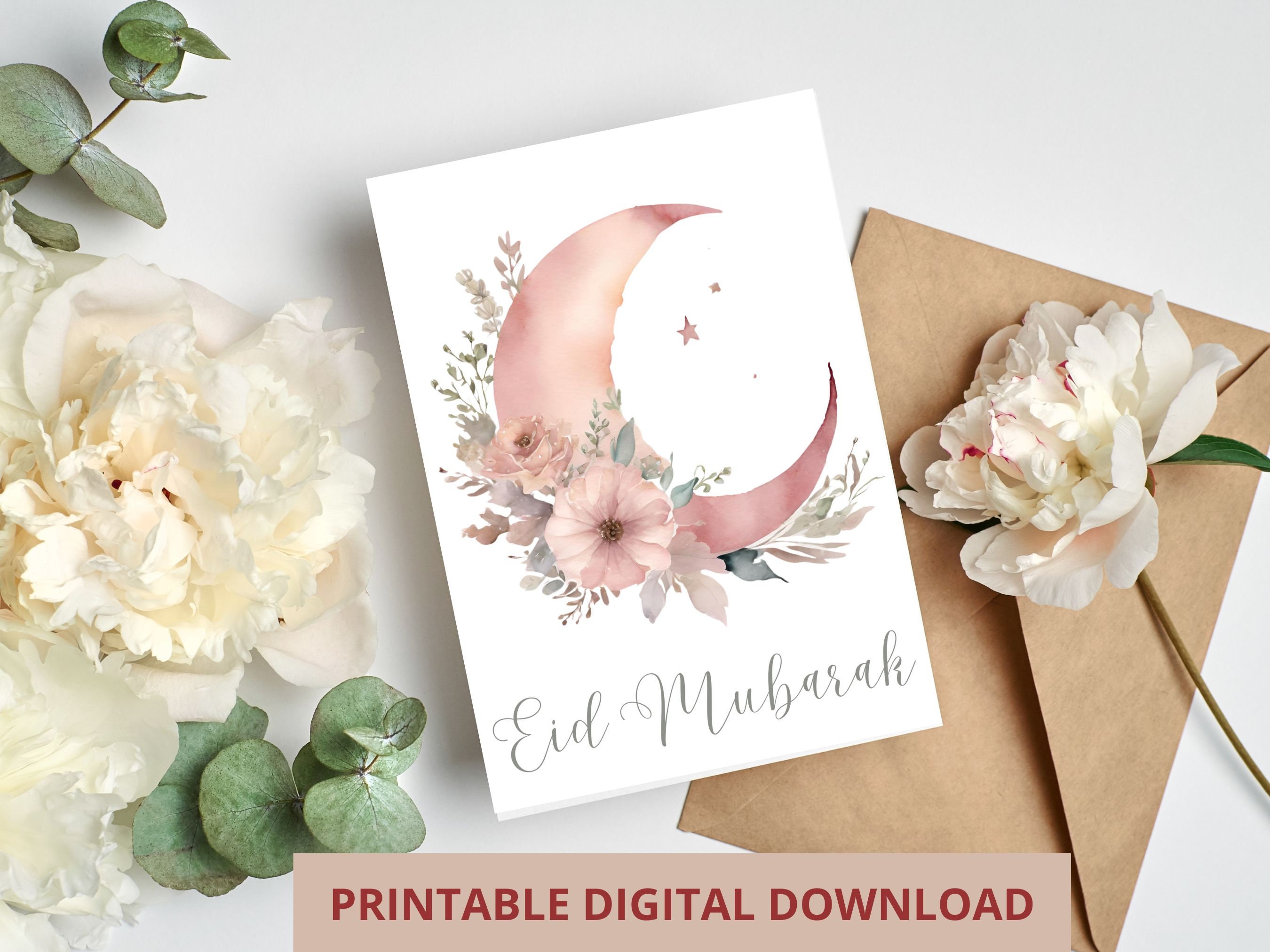 Eid Mubarak Card Printable, Eid Card Digital, Eid Greeting Card, Eid ...