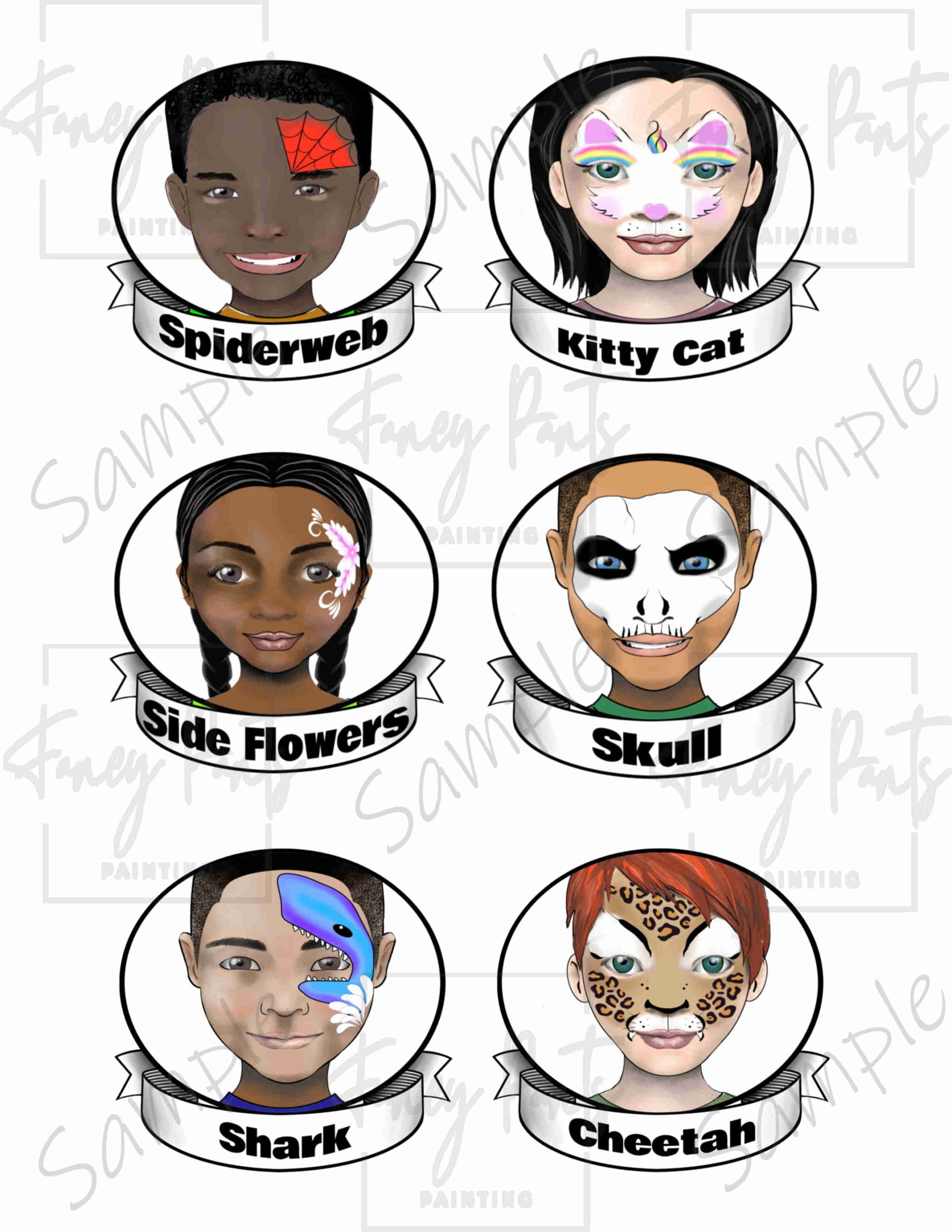 Quick and Easy Print at Home Face Painting Design Board With Thirty ...