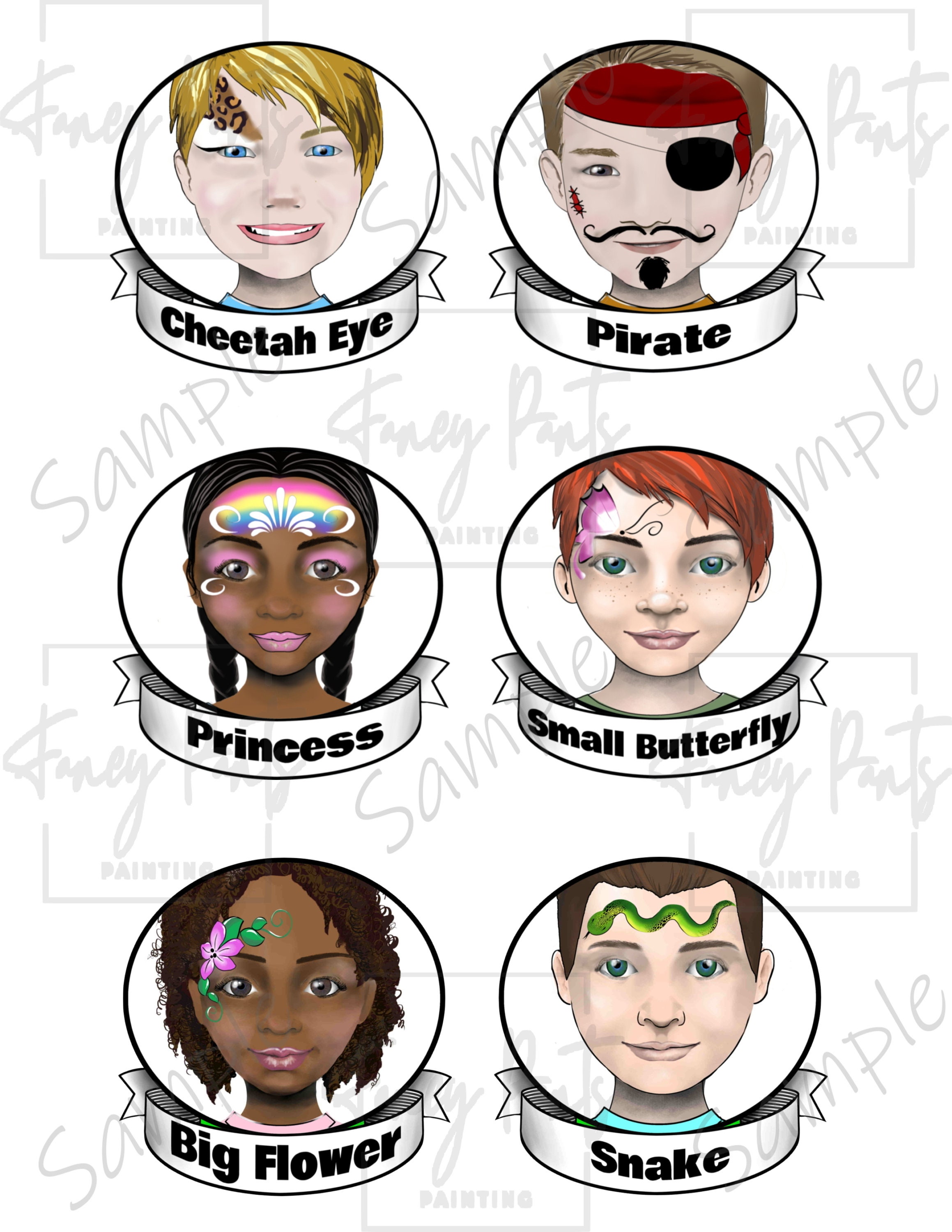 Quick and Easy Print at Home Face Painting Design Board With Thirty ...