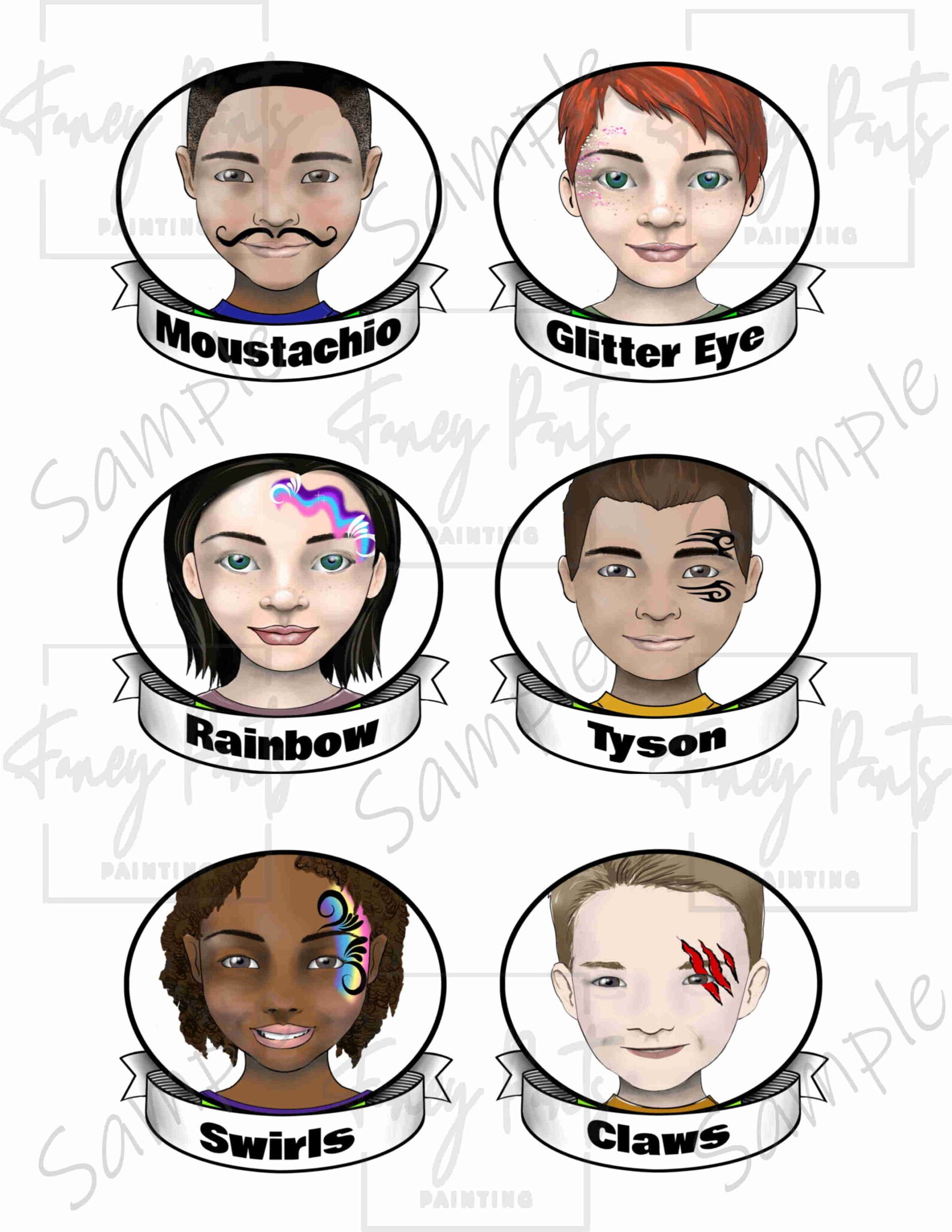 Quick and Easy Print at Home Face Painting Design Board With Thirty ...