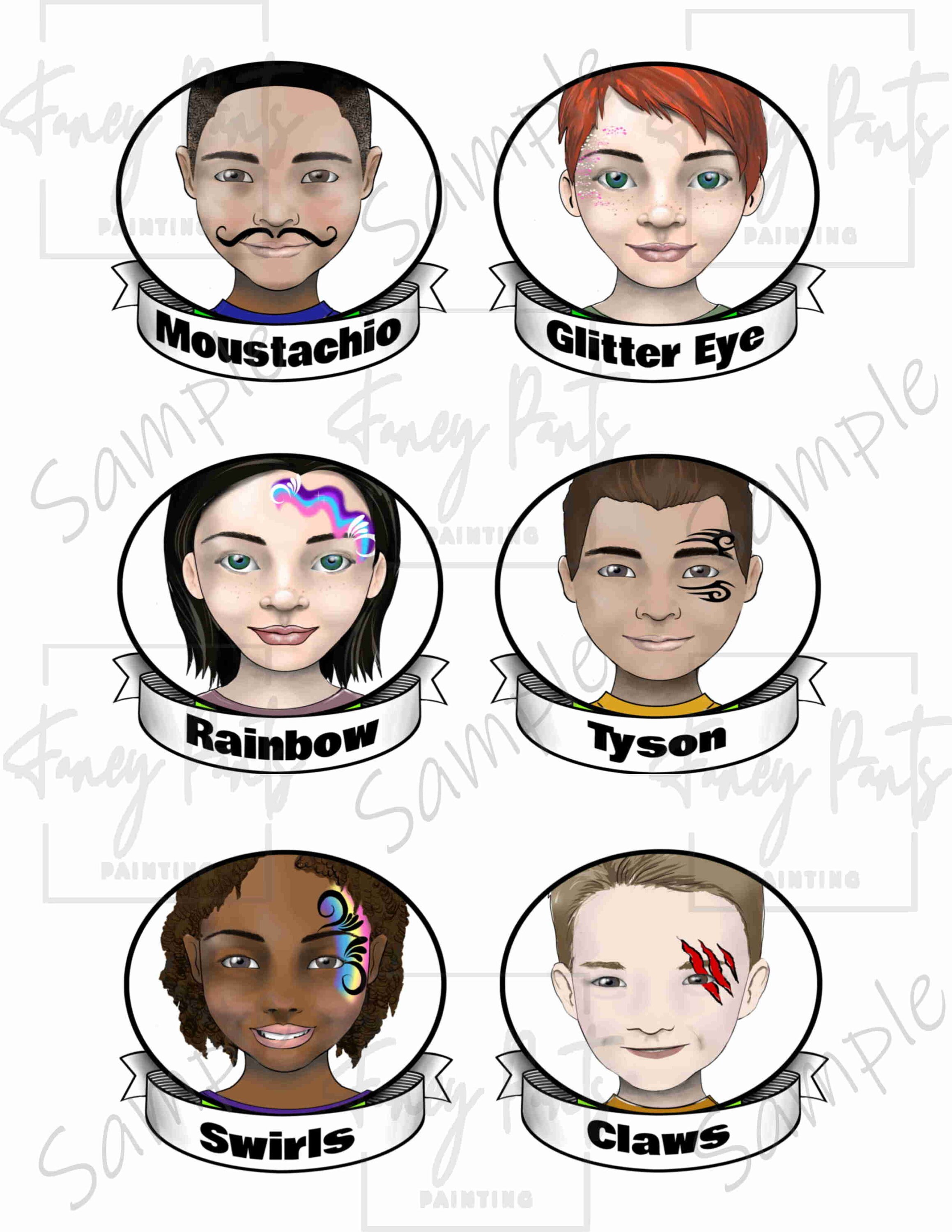 Quick and Easy Print at Home Face Painting Design Board With Thirty ...