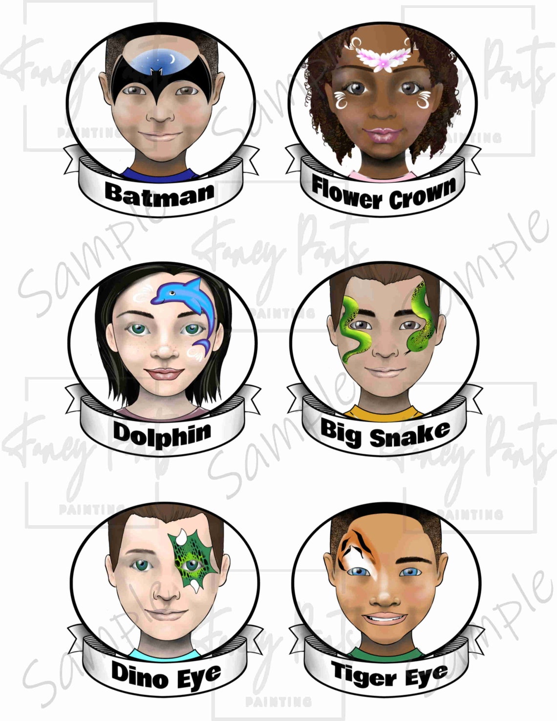 Quick and Easy Print at Home Face Painting Design Board With Thirty ...