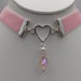 Coquette Pink Heart Crystal Teardrop Choker Pearl Silver - Etsy