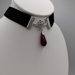 Gothic Rose Blood Red Drop Choker, Silver - Etsy