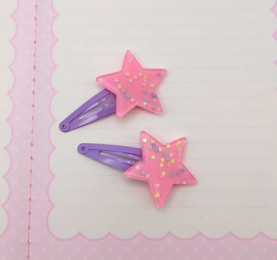 Pastel Pink Purple Dreamy Star Hair Clip Set 2pc, Yume Kawaii, Fairy Kei - Etsy
