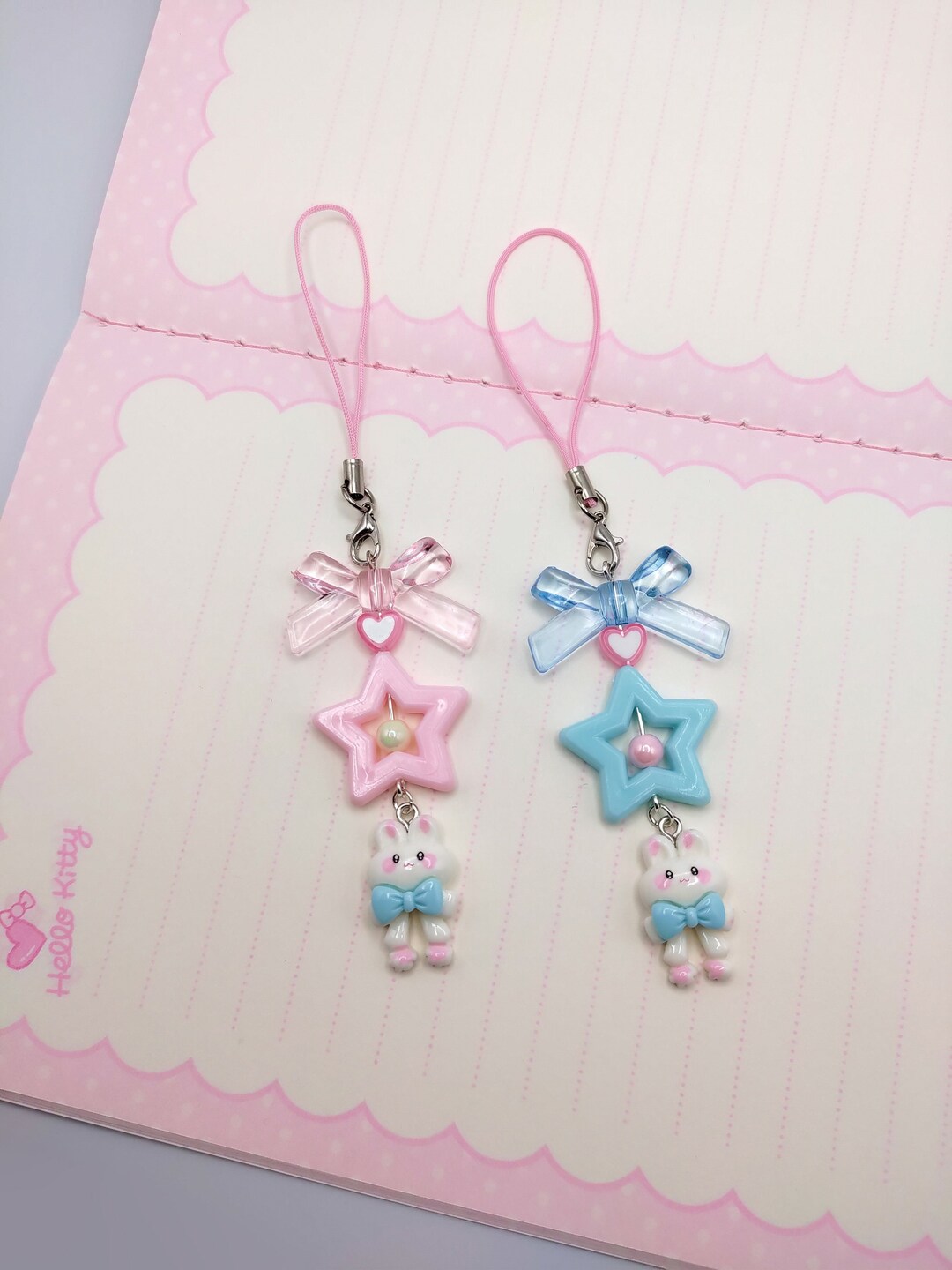 Pastel Kawaii Bunny Keychain Matching Bff Keychains Star Bow - Etsy