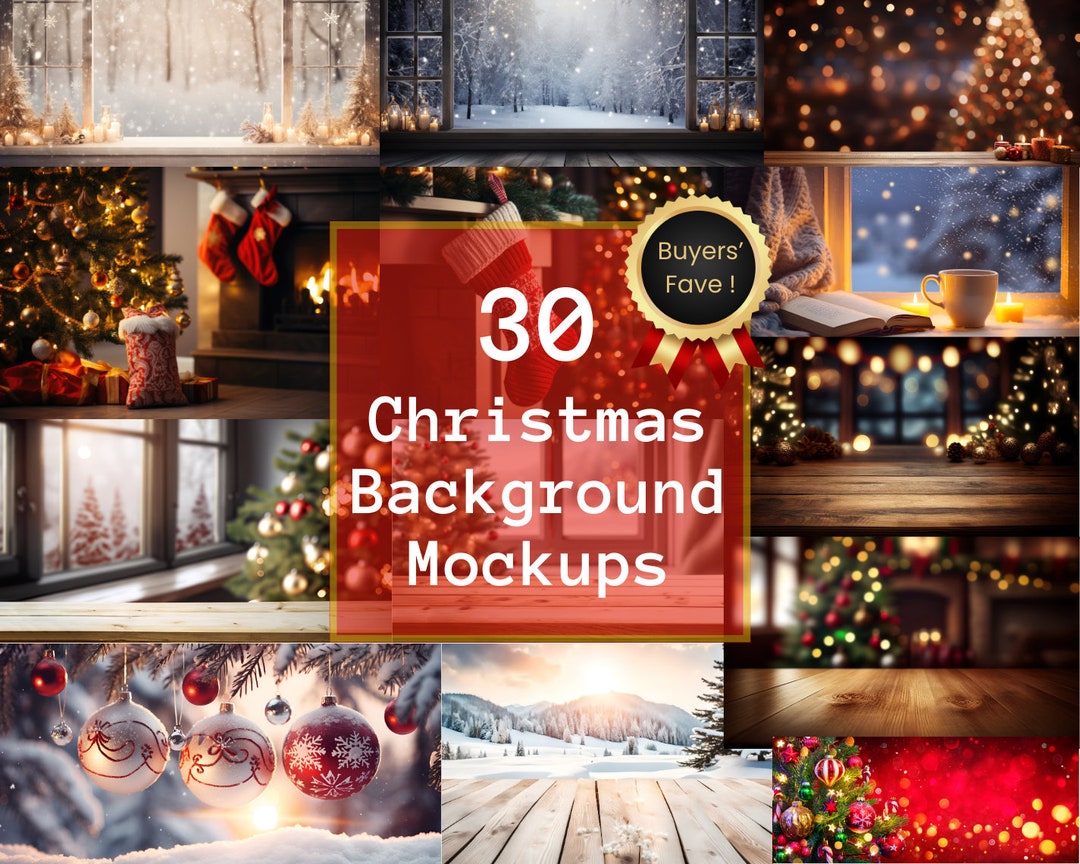 30 Christmas Backgrounds Bundle, Digital Christmas Backdrops, Digital ...