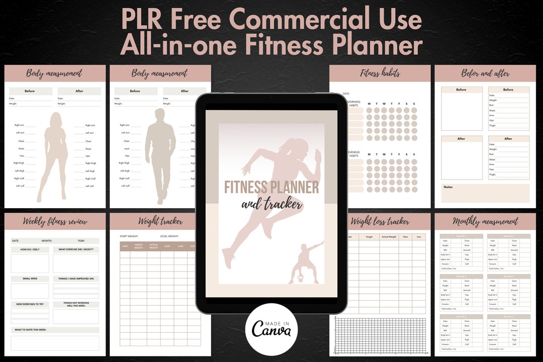 PLR Fitness Planner Journal, Free Commercial Use Digital Workout ...